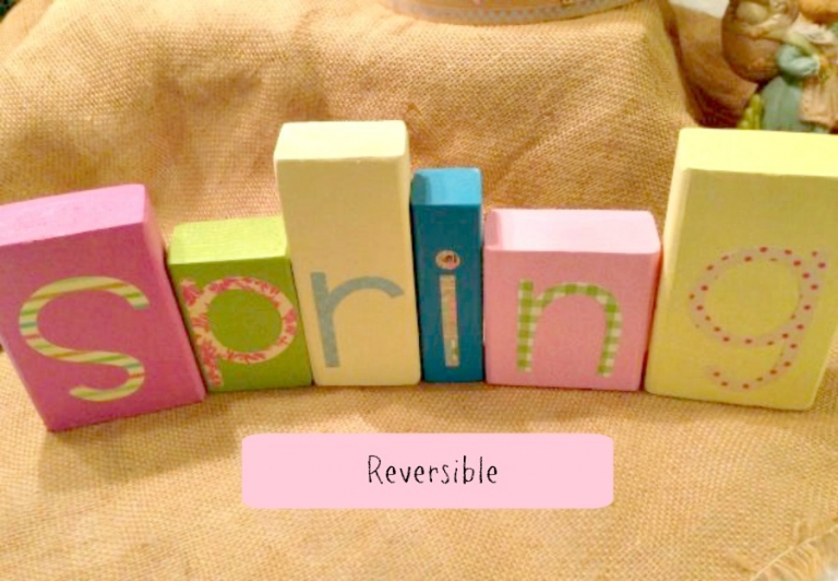 How To DIY Reversible Easter - Spring Wood Blocks